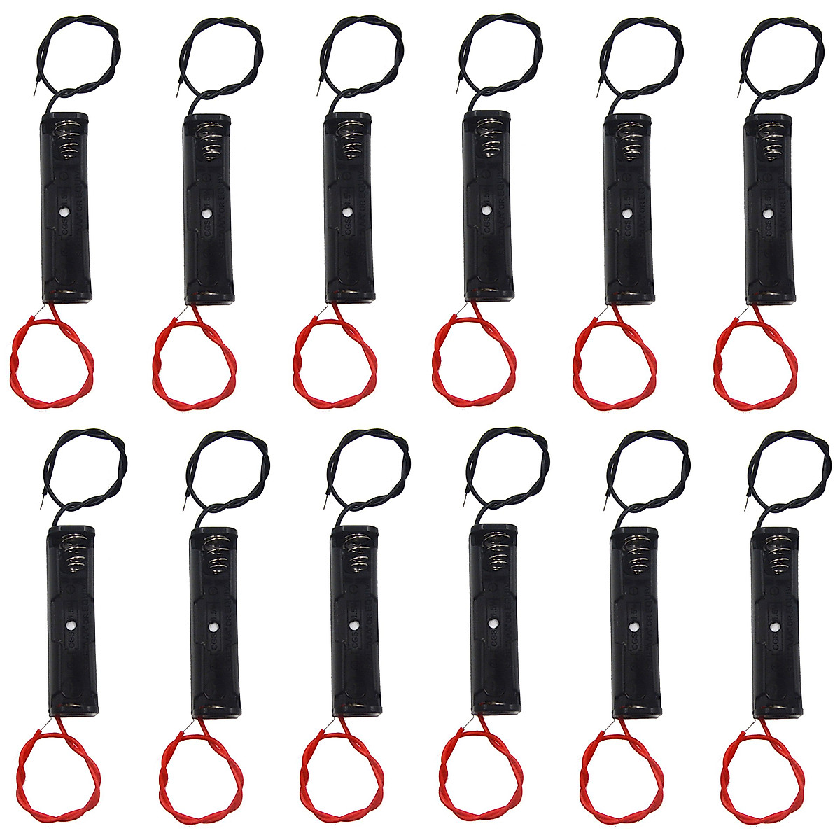 LAMPVPATH (Pack of 12) Single AAA Battery Holder, 1 X 1.5V AAA Battery Holder, AAA Battery Holder with Leads Wires