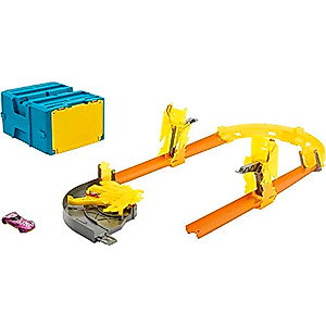 Hot Wheels Track Builder Playset Lightning Boost Pack, 12 Component Parts & 1:64 Scale Toy Car in Storage Container