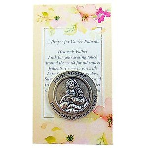 St Agatha Breast Cancer Healing Saint Gift Set with Pocket Token and Holy Prayer Card