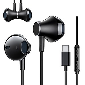 WYHOO USB C Headphones, USB Type C Earbuds Magnetic Wired Earphones with Microphone for iPhone15/15pro/15pro max, ipad pro,Samsung Galaxy S23 S22 S21 S20 Ultra,Note 10 20, Pixel 7/6/6a Oneplus