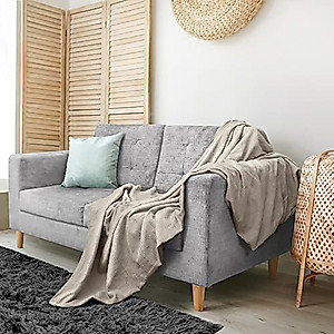 Utopia Bedding 100% Cotton Blanket (Throw Size - 60x50 Inches) 350GSM Lightweight Thermal Blanket, Soft Breathable Blanket for All Seasons (Khaki)