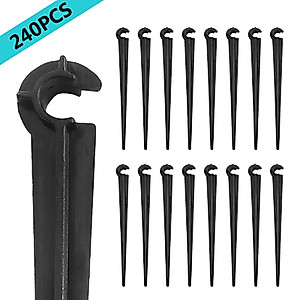 Jiozermi 240 Pcs Irrigation Drip Support Stakes for 1/4 Inch Drip Tubing, Tubing Hose Holder for Vegetable Gardens, Plants or Flower Beds