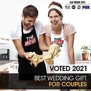 DELUXY Funny Couples Aprons- Gift For Couples, His and Her, Bridal Shower Gag Gifts, Engagement, Wedding, Gay, Lesbian Wedding Gifts, Parents Anniversary Present.