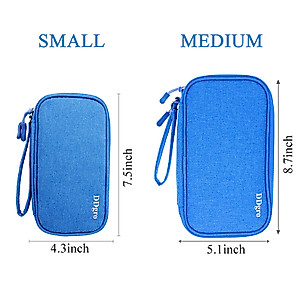 DDgro Tech Accessories Organizer Electronic Pouch Travel Bag for Keeping iPhone Charger Mobile Hard Disk Cable Cord Mouse Earphone Pens Certificates (Medium, Azure Blue)