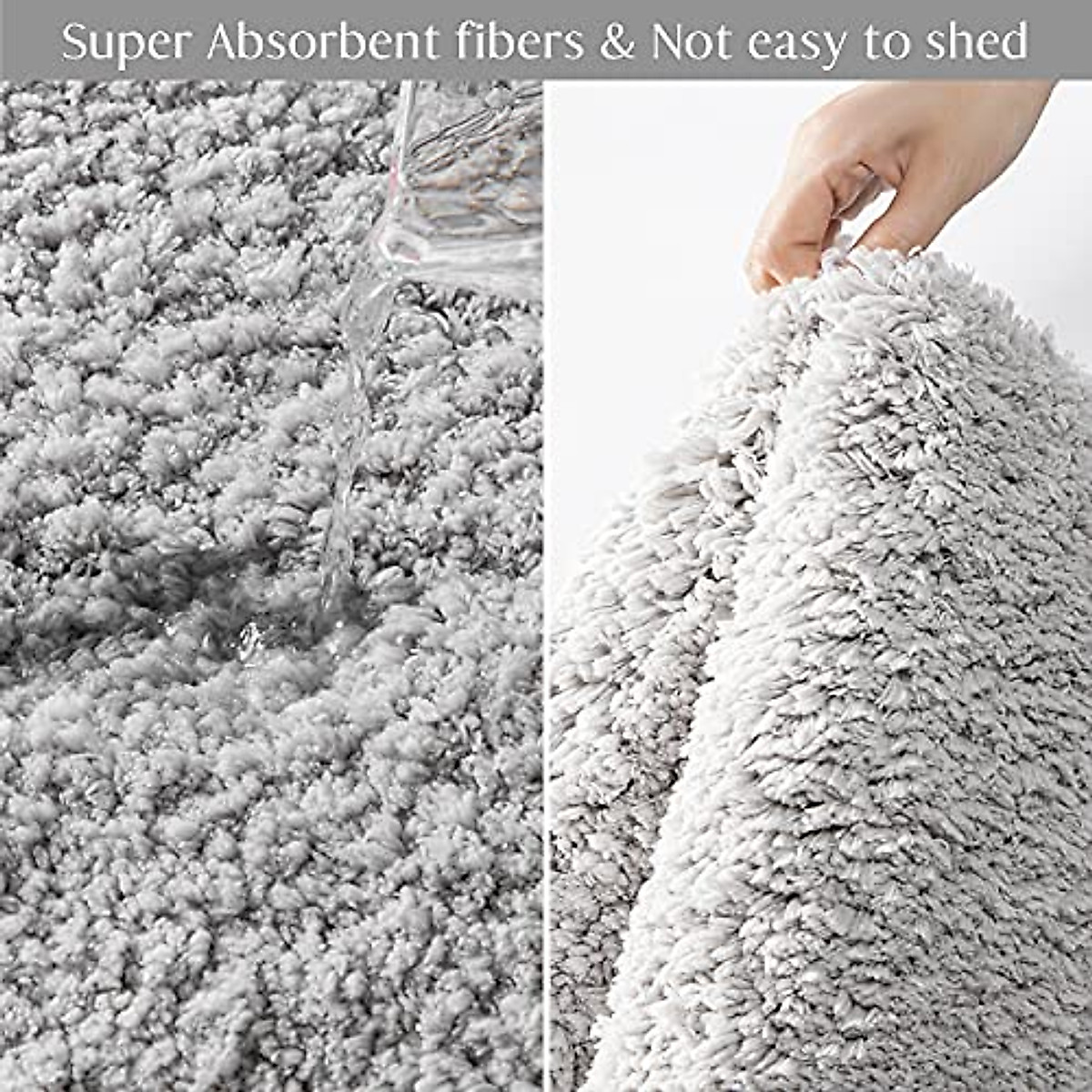 Ashler Runners Bathroom Rugs Long Non Slip Bathroom Rug Sets 2 Piece, Light Grey Water Absorbing Bath Mat Ultra Soft Shower Rugs, Plush Machine Washable Bathroom Carpet, 24 x 36 & 24 x 72 inches