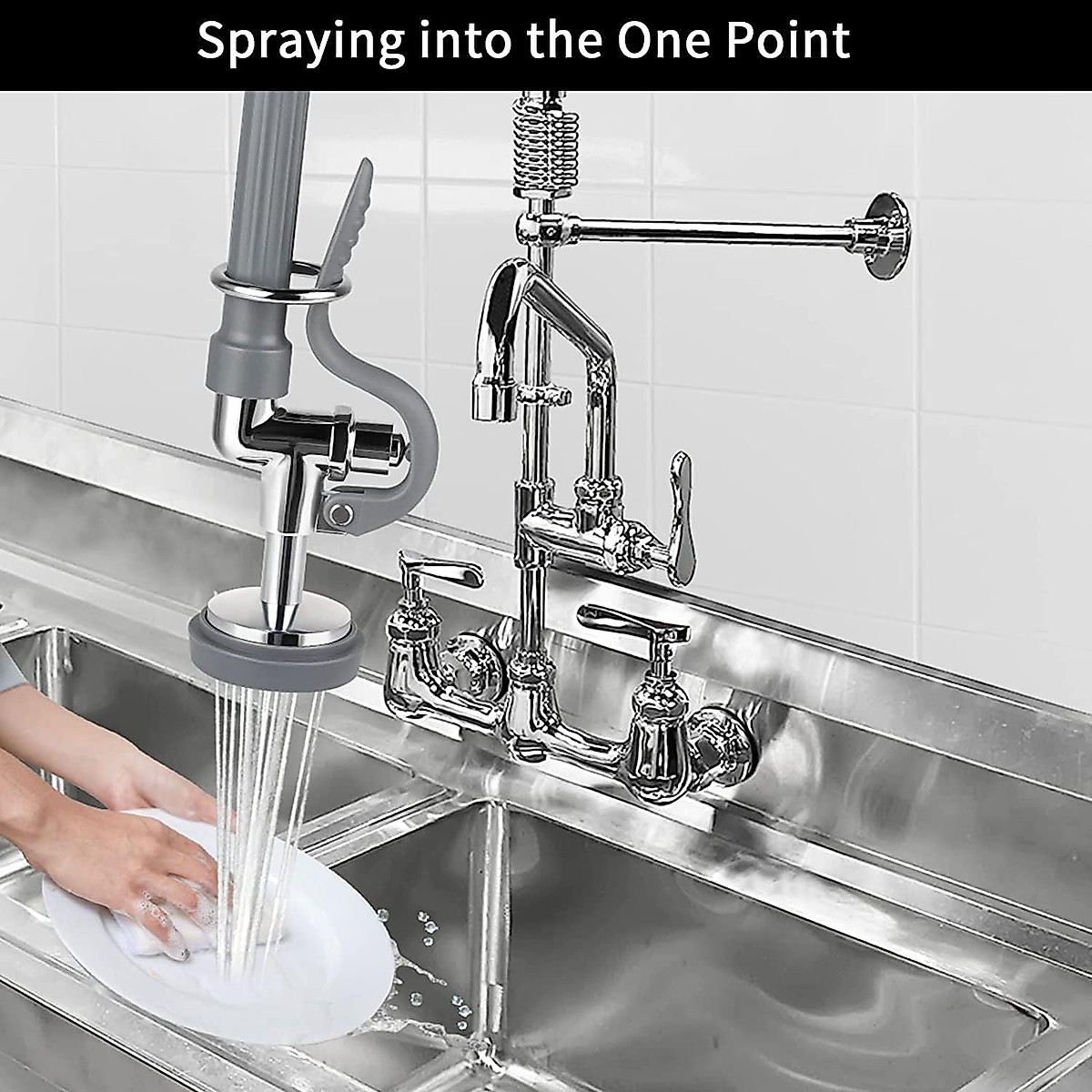 KANONEY 2 Pack Pre-Rinse Spray Valve Repair Kit for Most Commercial Sink Faucet Dish Sprayer Touch On Kitchen Sink Faucets 1.42 GPM Spray Face Bumper and Screw Repair Part, Grey