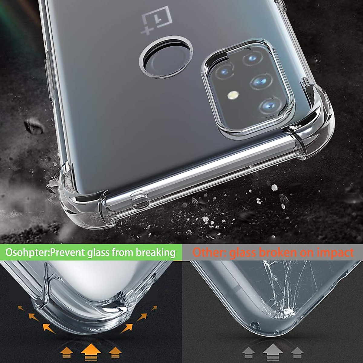 Osophter for Oneplus Nord N10 5G Case,Oneplus N10 5G Case Clear Transparent Reinforced Corners TPU Shock-Absorption Flexible Cell Phone Cover for Oneplus N10 5G(Clear)