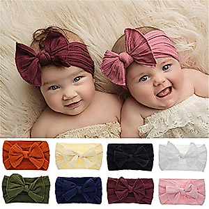 Rarjuiey Infant Baby Girl Nylon Bow-knot Headband Newborn Headwrap Hair Accessories with Knotted Bow (White Headband, One Size)