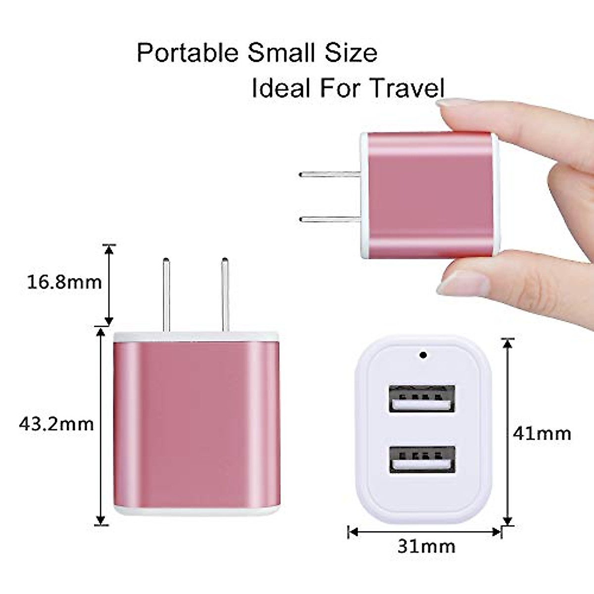 Wall Charger, Micro USB Cable, 2.1A Dual Port USB Wall Charger Cube Fast Charging Block with 2Pack 6ft Android Charging Cord for Samsung Galaxy S6 S7 Edge M10 J8 J7 J6 J5 J4 J3, LG G3 G4 K50 K40 K20