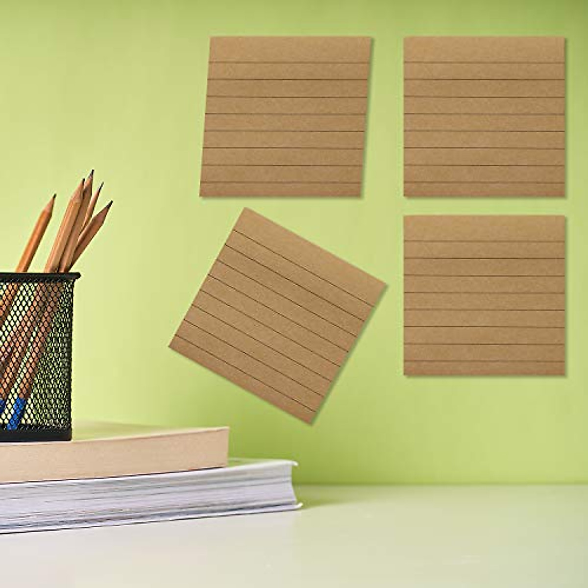 Mini Skater 3x3 Inches Bright Colored Lined Sticky Notes Self-Stick Memo with Line for Office School Home (Brown)