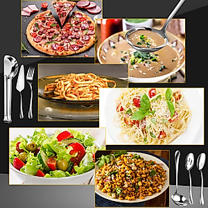 Thenshop 30 Pcs Stainless Steel Serving Utensils Set Serving Flatware Set Include Large Serving Spoons Slotted Spoons Serving Forks Soup Ladle Pie Server and Serving Tongs for Buffet Party (Silver)