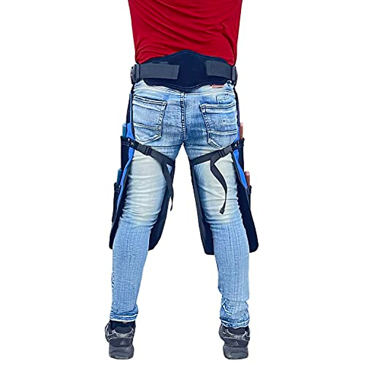 Rekhi International Rekhi 27'' Farrier Apron Chaps,1000 Denier Cordura and Suede Leather Farrier Apron, Farrier Chaps with 4 knife pockets and Nail Magnet in Blue 70Cm, Farrier Apron Chaps for Men