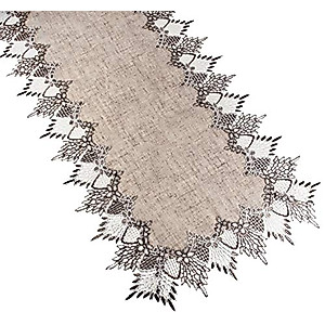 Lace Runner Neutral Earth Tones Table Runner Dresser Scarf Coffee Table Runner (16Wx36L)