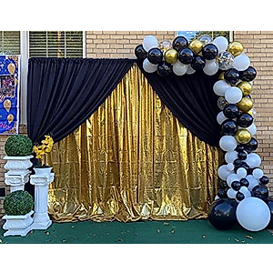 WISPET Gold Sequin Backdrop Curtains 2 Panels 2FTx8FT Glitter Gold Drapes Photo Backdrop Party Wedding Baby Shower Curtain Sparkle Photography Background