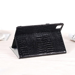 iPad Air-6 (13'') Case, iPad Pro-3 4 5 6 (12.9'') Case for Women, DMaos Crocodile Synthetic Leather Stand Folio Smart Cover with Pen Holder, Auto Sleep/Wake - Black