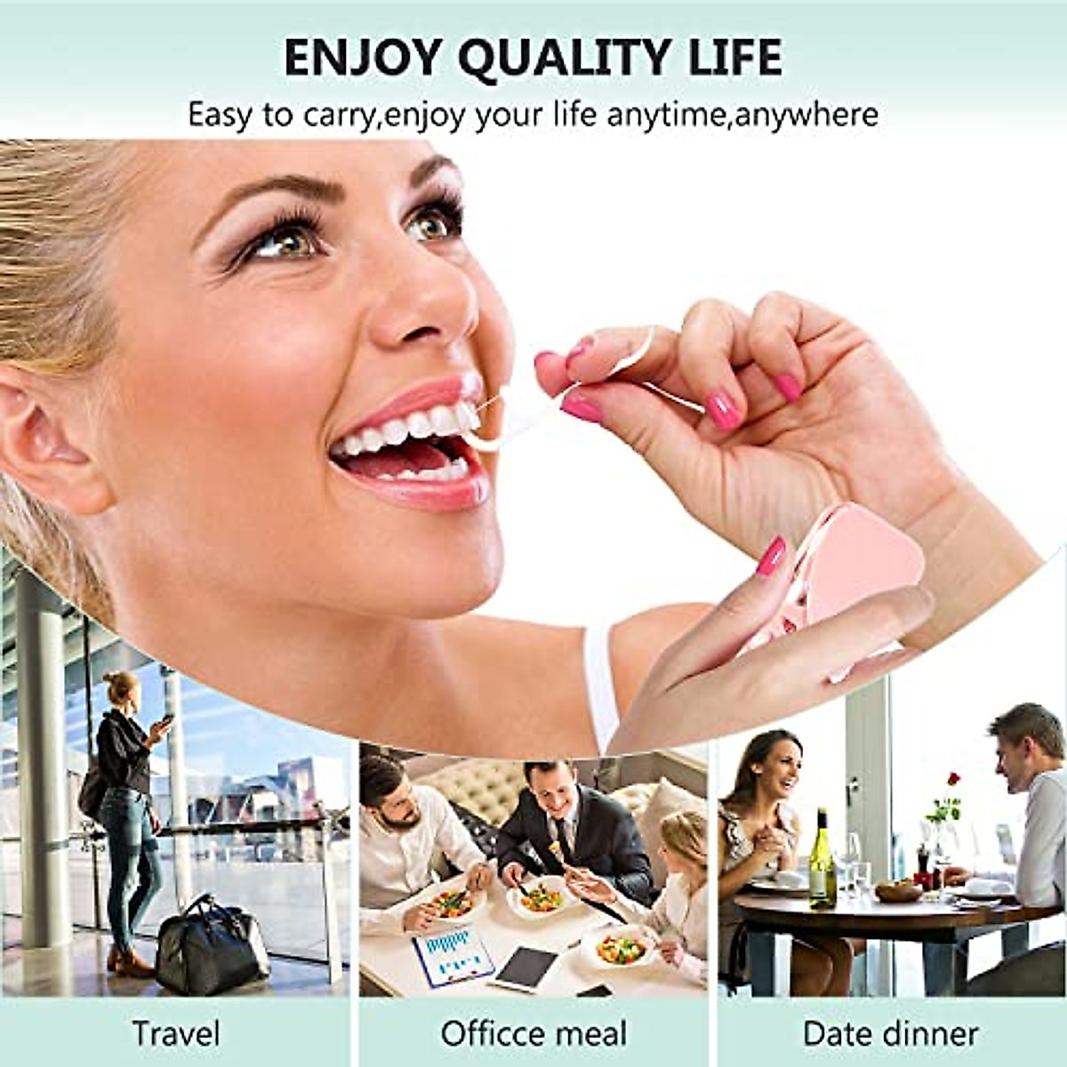 Portable Dental Floss Picks Dispenser Floss Holder Upgrade Automatic Travel Case Floss Dispenser Refillable Floss Box Professional Floss Pick Organizer for Teeth Cleaning (4 Pack)