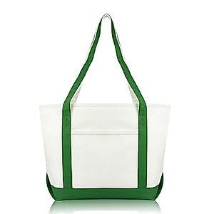 DALIX Daily Shoulder Tote Bag Premium Cotton in Dark Green