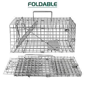 EPESTOEC 17.3" Heavy Duty Squirrel Trap, Folding Live Small Animal Cage Trap, Humane Traps, Catch and Release.