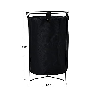 Household Essentials Metal Wire Frame Laundry Hamper with Removable Canvas Bag, Black