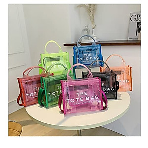 Twjimo Oversized Beach Bag, Transparent PVC Tote Bag, Outdoor, Beach, Pool, Mesh Beach Bag, Waterproof Beach Bag (10.6x8.2x4.1,pink)