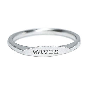 Pura Vida Waves Vibes Stackable Ring - .925 Sterling Silver Band, Brass Base - Size 7