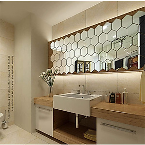 KimDaro Mirror Wall Stickers Non Glass Mirror Plastic Mirror 3D Hexagon Acrylic Mirror Wall Decor Self Adhesive Tiles (15 PCS)