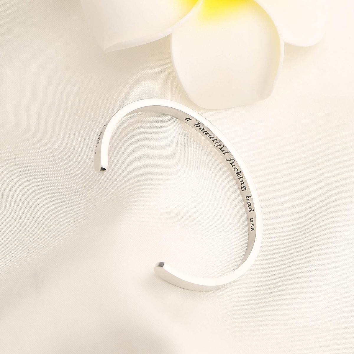 bobauna I Am Beautiful Fucking Badass Cuff Bangle Bracelet Motivationa Secret Message Jewelry Inspirational Gift For Her (fucking badass bracelet)