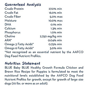 Blue Buffalo Baby Blue Healthy Growth Formula Natural Puppy Dry Dog Food, Chicken and Brown Rice Recipe 4-lb