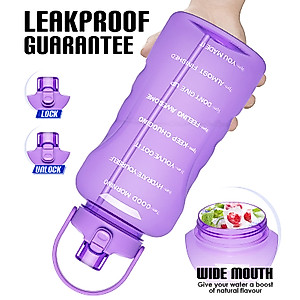 1 Gallon Water Bottles with Straw, 128 oz / 3.8L Water Bottle BPA Free Innovative 2-IN-1 Lid Gym Bottle with Times to Drink Motivational, Large for Sports Fitness Gym Camping Water Jug One Gallon