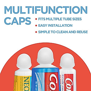 Toothpaste Caps SqueezMe by Chrome Cherry, Self-Closing Silicone Caps, Mess-Free Toothpaste Dispenser Squeezer Lids for Kids, Adults, Bathroom Accessories for Tooth and Gum Health (Clear 3-Pack)