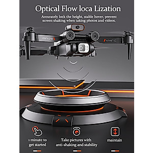 Drone with Camera for Adults Kids, 1080P HD FPV Camera Drones, 90° Adjustable Lens, Gestures Selfie, One Key Start, 360° Flips, 2 Batteries, RC Quadcopter Helicopter Toy Gift for Boys Girls