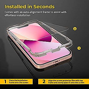 UNBREAKcable 3-Pack Screen Protector for iPhone 14/ iPhone 13/13 Pro, Double Shatterproof Tempered Glass [Easy Installation Frame] [9H Hardness] [99.99% HD Clear] [Case Friendly] for iPhone 6.1 inch