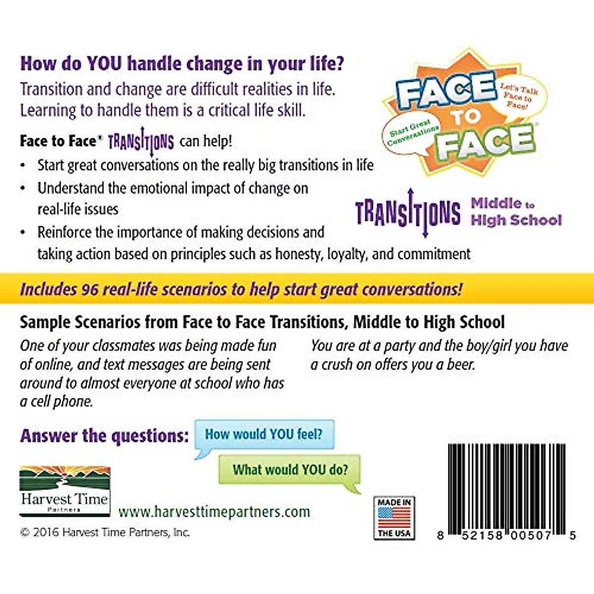 Face to Face Transitions Card Game (Middle to High School Edition) – Communication Development for Important Life Transitions, Ages 12 and Up