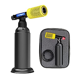 Molgoc Butane Torch with Anti-scalding Device,Stainless Steel Protective Cover,Refillable Kitchen Torch Lighter,Adjustable Flame Guard. (Butane Gas Not Included,Yellow) (yellow)