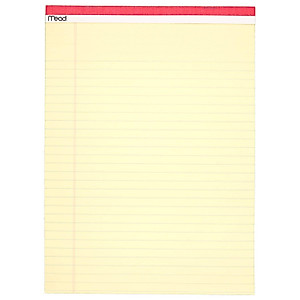 Mead Legal Pad Writing Pads, Wide Ruled, Great for Use as Home Office Supplies, Memo Pads, Note Pads, or Steno Pads, 8-1/2" x 11-3/4", 50 Sheets, Letter Writing Canary Paper, 3 Pack (59386),canary yellow