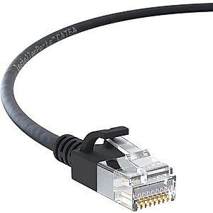 InstallerParts Ethernet Cable CAT6A Slim Cable UTP Booted 2 FT (10 Pack) - Black - Professional Series - 10Gigabit/Sec Network/High Speed Internet Cable, 550MHZ, 28AWG