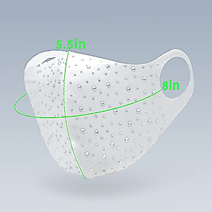 UOUDIO Rhinestone Crystal Face Mask， Masquerade Fashion Bling Mask for Women，Reusable (Red orange grey white purple green)