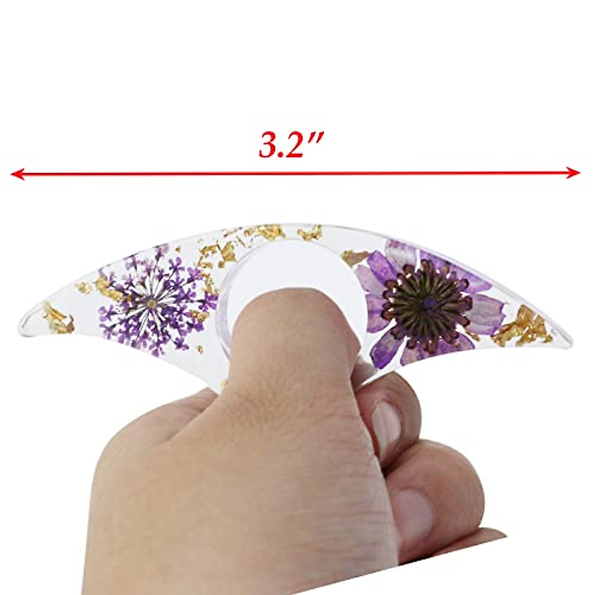 FarBoat Resin Dried Flower Thumb Support for Reading Aid Natural Style Bookmark Page Marker (Fan Shape Purple)