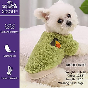 XIGOU 2-Pack Dog Sweater, Puppy Dog Sweaters for Small Dogs, Winter Warm Puppy Pet Coat Soft Sweaters Dog Clothes for Small Dogs Girls Boys, Cat Apparel, Red, Green, X-Large