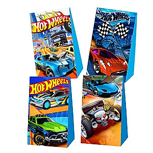 12pcs Hot Cars Party Favor Gift Bags, Monster Trucks Birthday Party Supplies for Cars Party Decorations