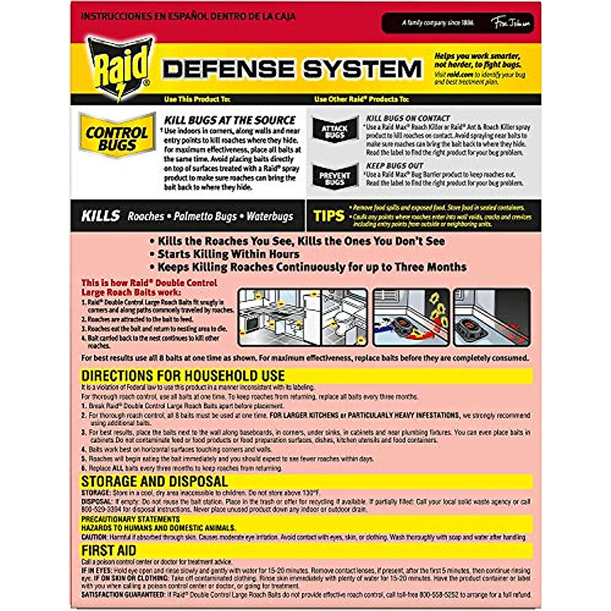 Raid Double Control, Large Roach Baits, 8 CT (Pack - 3)