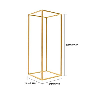 Gold Wedding Flower Stand Pack of 4, 24 Inch Tall Vase Column Stand Flower Holder, Metal Geometric Centerpieces for Table, Home Party Wedding Decorations Display Rack, Tools-Free Assembly