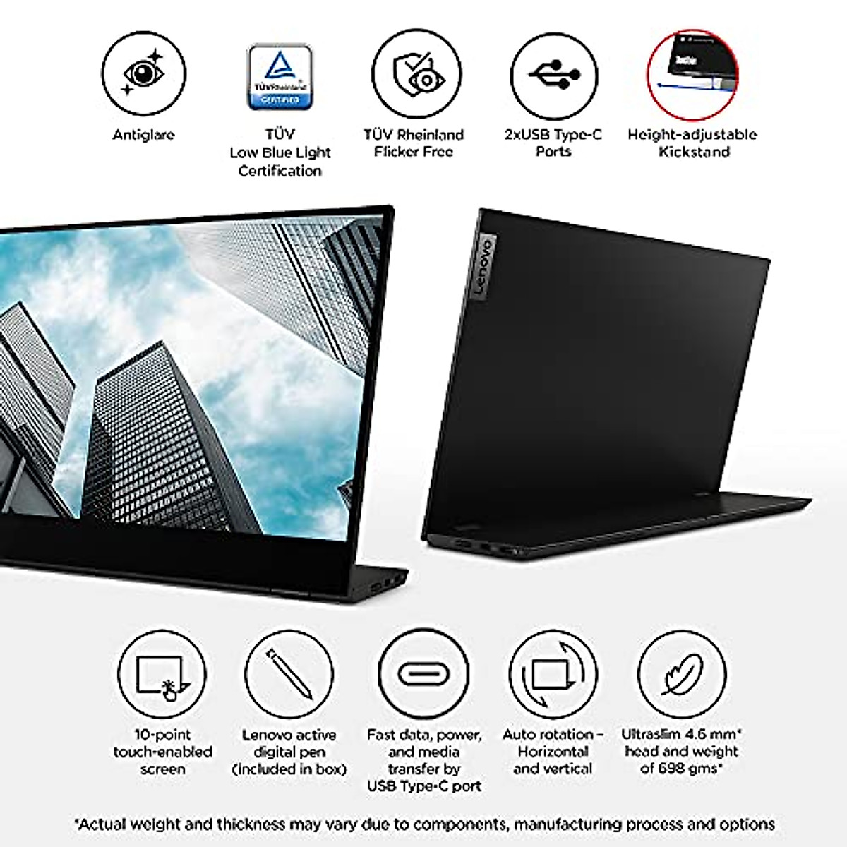 ThinkVision M14t USB-C Mobile Monitor with Touch Screen - Black — 🛍️ ...