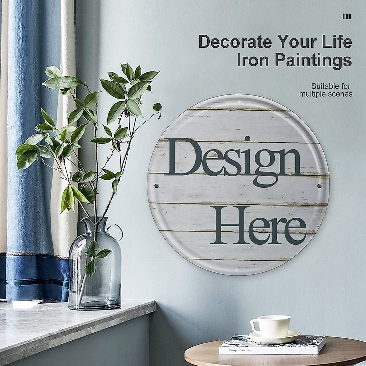 PPFINE Custom Round Metal Tin Sign Rustic Wall Decor Round Wreath Sign, for Home Garden Kitchen Bar Cafe Wall Decor,Gift Ideas