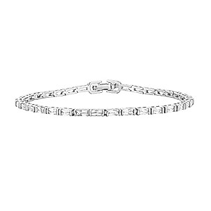 PAVOI 14K White Gold Plated CZ Tennis Bracelet For Women | Classic Emerald Cut Simulated Diamond Bracelet | 6.5 Inches