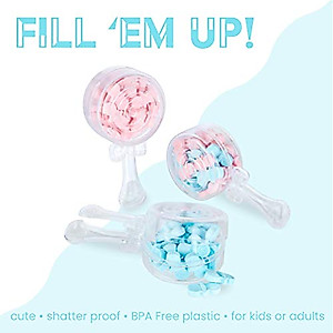 Hammont Baby Rattle Shaped Acrylic Candy Boxes - 12 Pack - 4.01"x1.88"x1.07" - Perfect for Weddings, Birthdays, Party Favors and Gifts | Designer Cute Clear Lucite Plastic Treat Containers