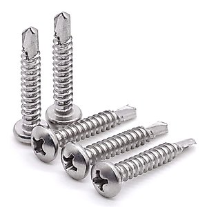 100pcs #6 x 1 Phillips Pan Head Self Drilling Screw, 410 Stainless Steel, Pan Head Quick Self Tapping Screws for Sheet Metal, Wood, Plastic, Without Pre-drilled Holes