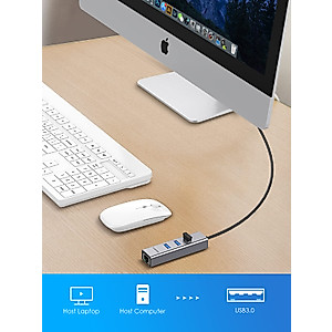 LENTION 3-Port USB 3.0 Hub with Gigabit Ethernet Adapter Compatible MacBook Air/Pro (Previous Generation), iMac, Surface, Chromebook, More Type A Laptops - Ultra Slim (CB-H23s-0.5M, Space Gray)