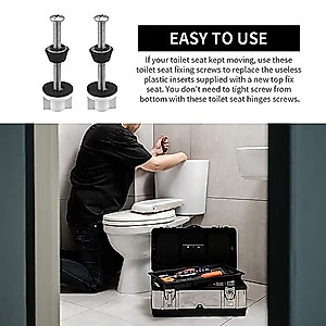 Jaeskeclip 2 Sets Stainless Steel Toilet Seat Screws, Toilet Seat Tightening Kit, Strong Metal Hinges and Bolts, Resistant to Dirt and Wear, Practical Convenient(Silver+Black+White)