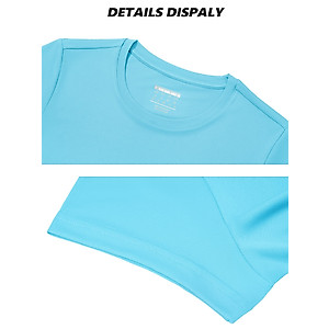 TACVASEN UV Protection Shirts for Women Summer Crewneck Tops UPF 50+ Sun Protection Short Sleeve T Shirt, Ice Blue, XL